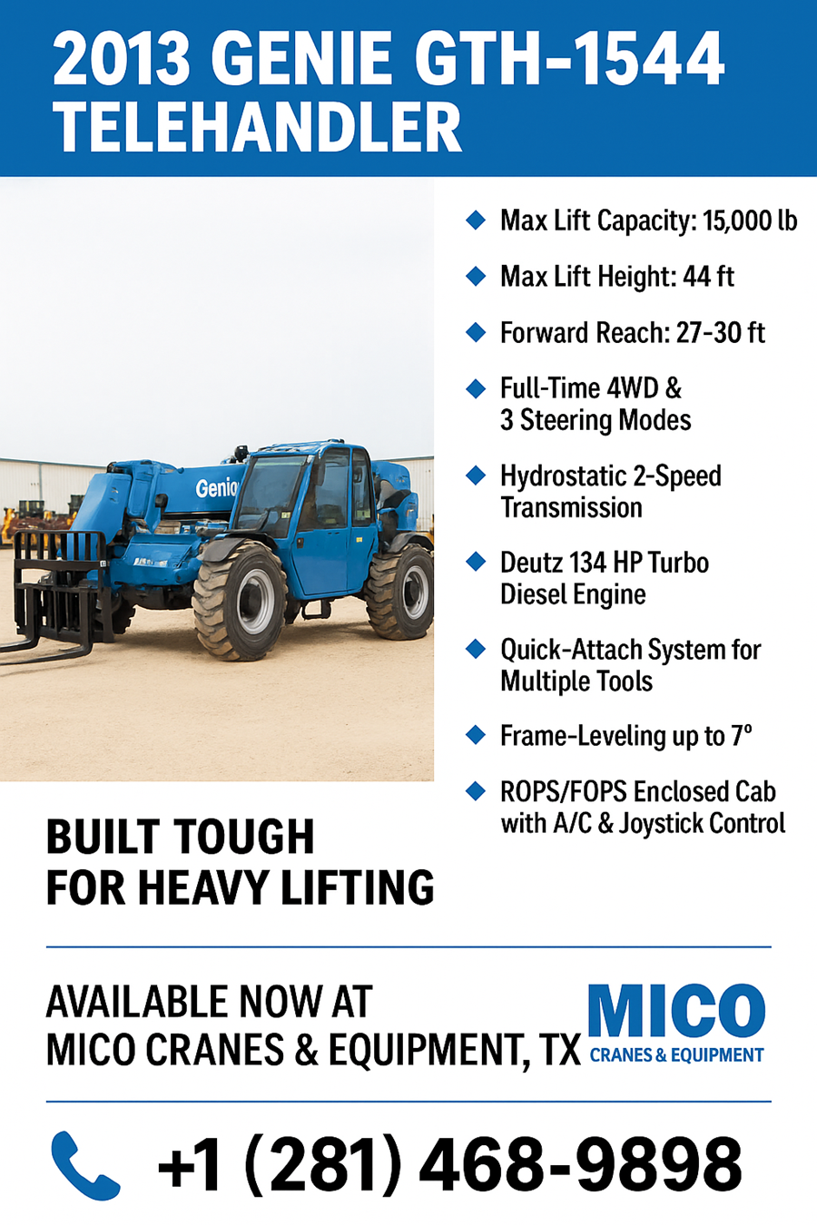 Used Genie GTH-1544 Telehandler Forklift for Sale